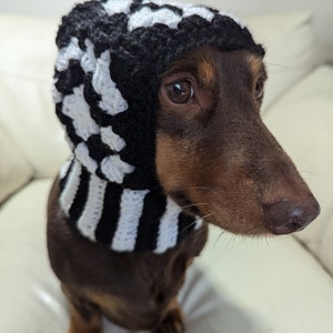 Granny Square Black and White Dog Hood. Dog Balaclava. Dog Clothes ...