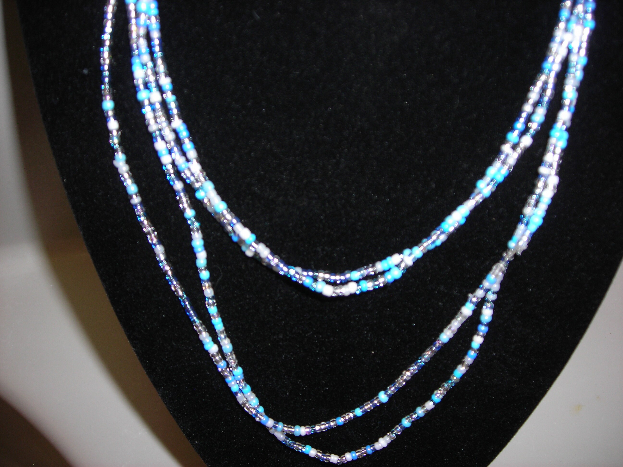 68 Blue Ice Necklace/stacked Bracelet. Stretch Blue and - Etsy UK