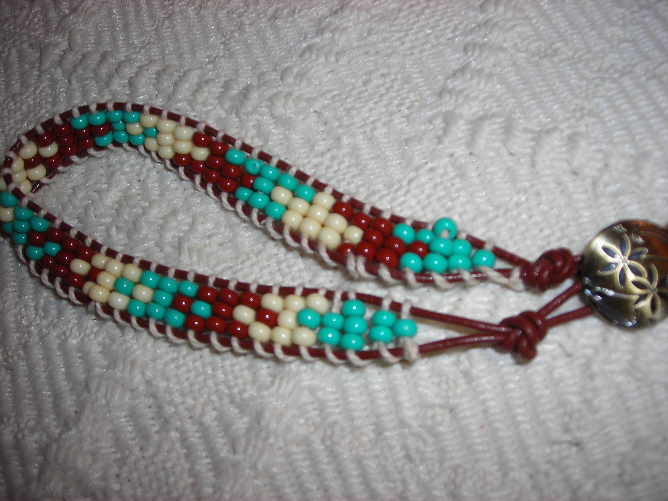 Native American Beaded Wrap Bracelet. Leather Cords Wrap | Etsy