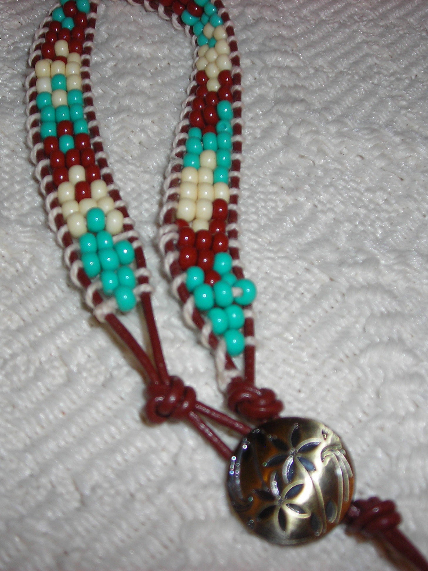 Native American Beaded Wrap Bracelet. Leather Cords Wrap | Etsy