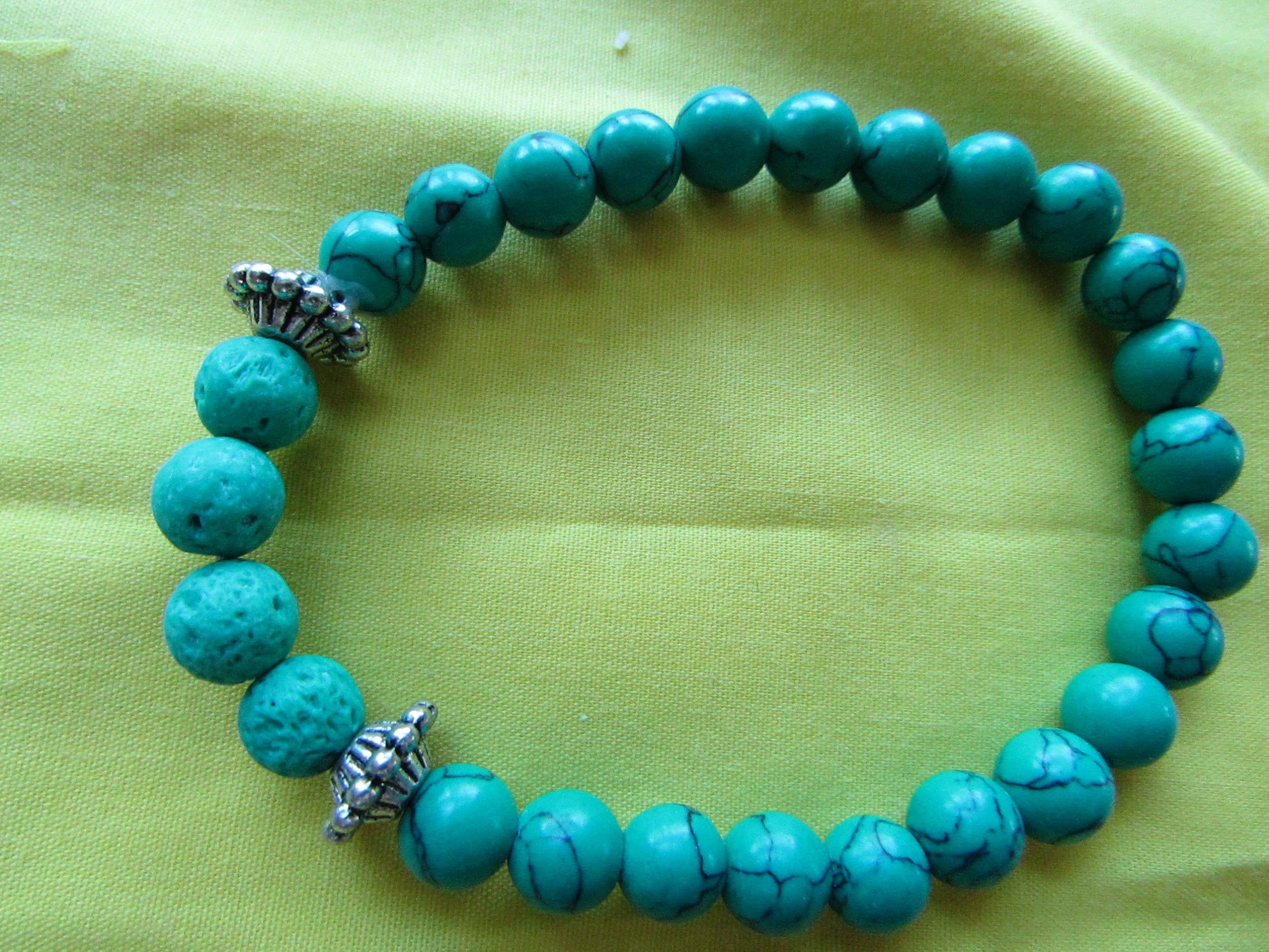 Bright Green Turquoise 8mm Stretch Bracelet With or W/o - Etsy