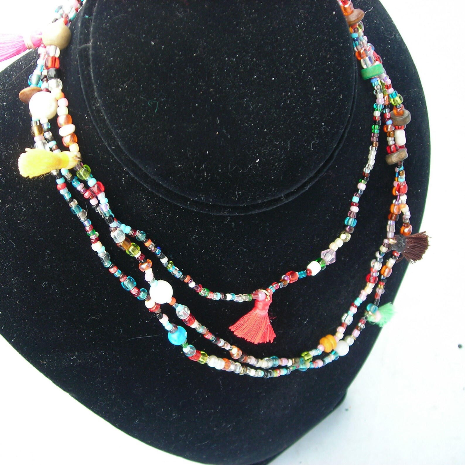 15% OFF- 40" Seed Bead,focal Beads and Mini Tassels on a Wrap Necklace ...
