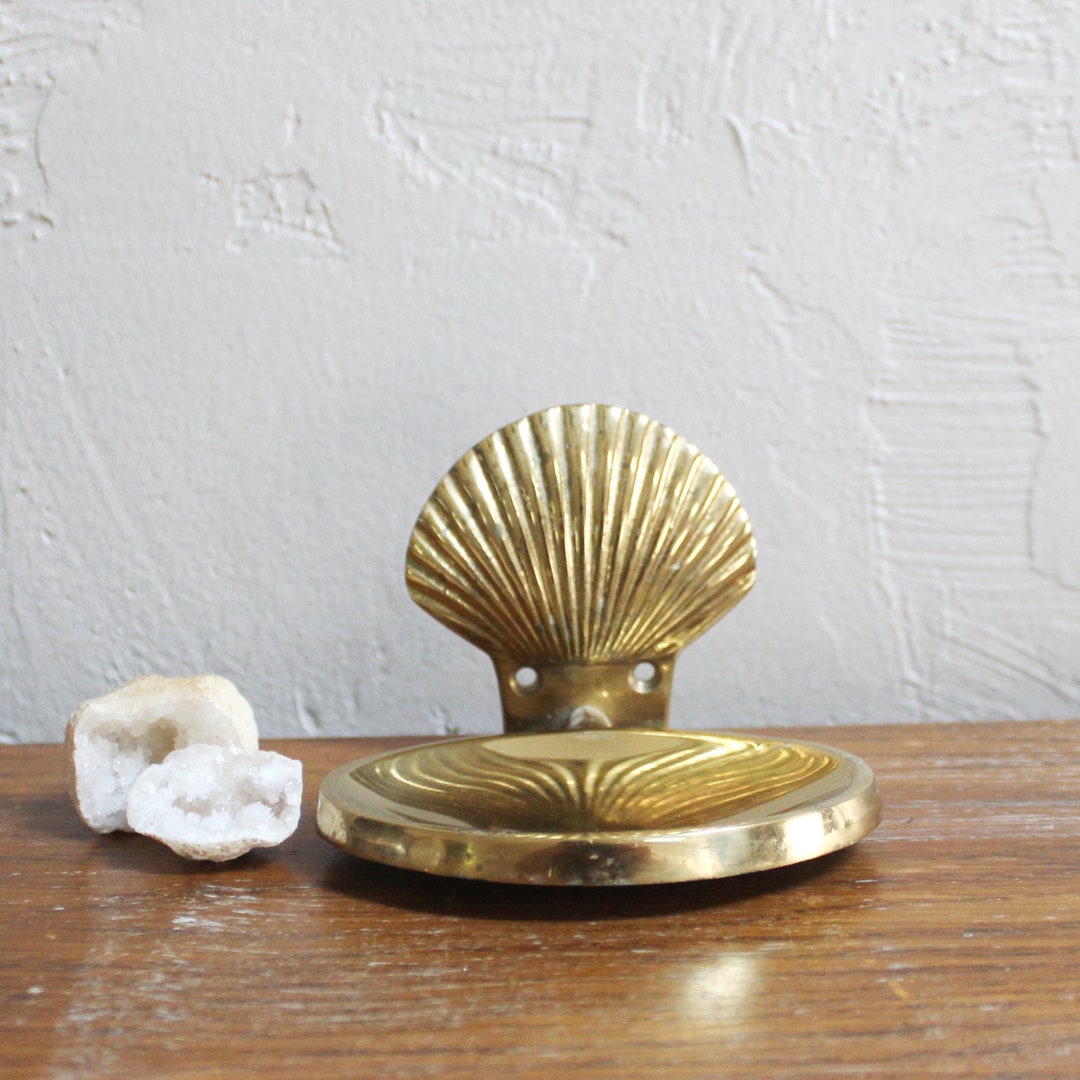 Vintage Brass Shell Soap Dish, Wall Mounted Soap Dish Beach Decor ...