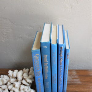 5 Sky Blue Book Set, Bright Blue Books, Cerulean Books, Bookshelf Decor ...