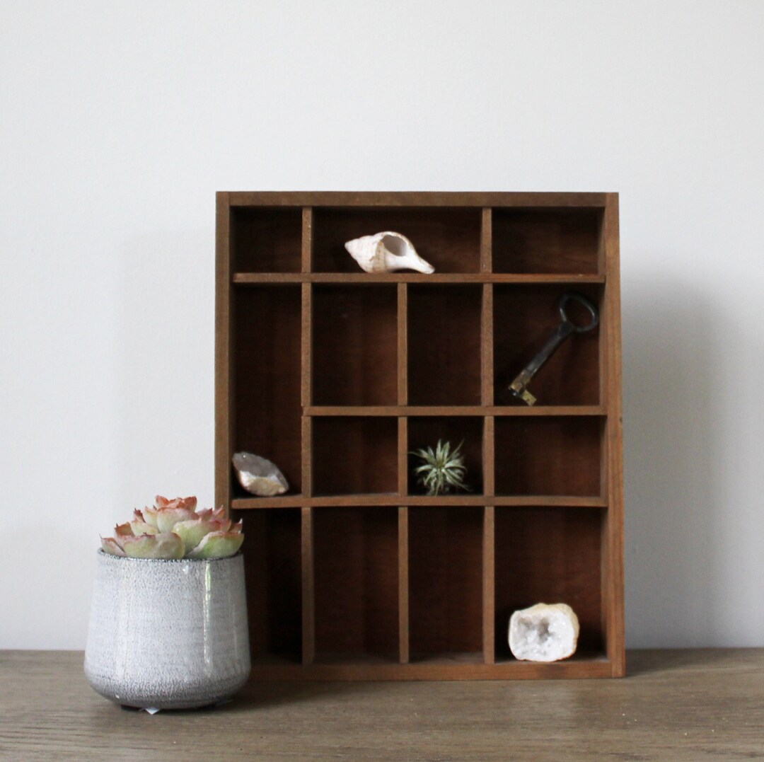 Wood Shadow Box Display Shelf, Curio Display Cabinet Wall Shelf Cubby ...