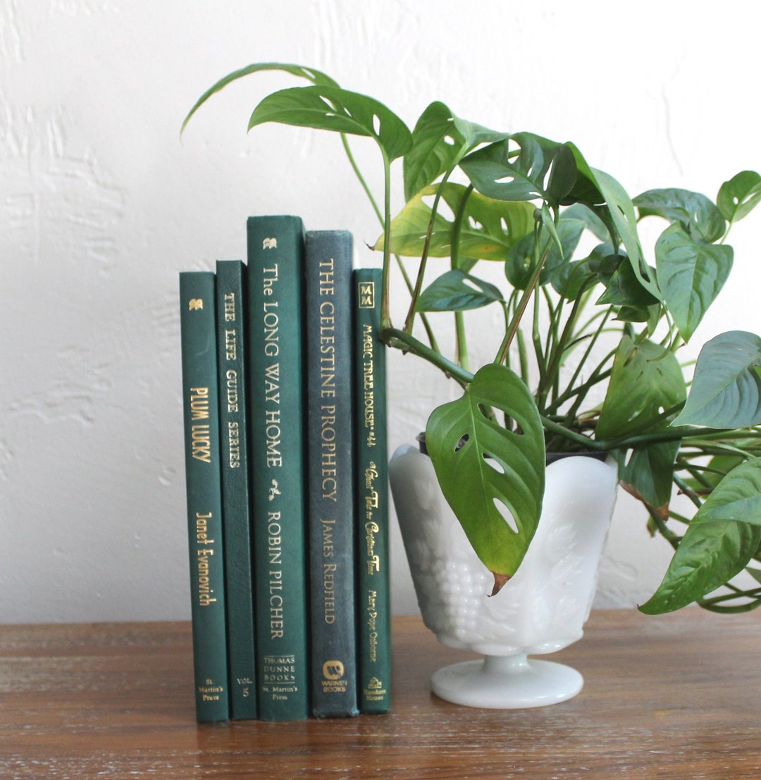 5 Dark Green Books, Hunter Green Book Set, Decorative Books, for ...