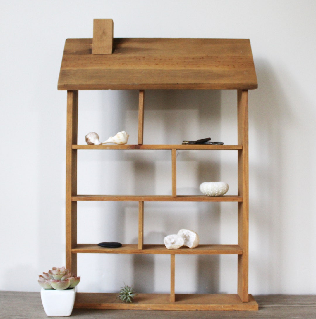 Wood Shadow Box Display Shelf, Curio Display Cabinet Wall Shelf Cubby ...