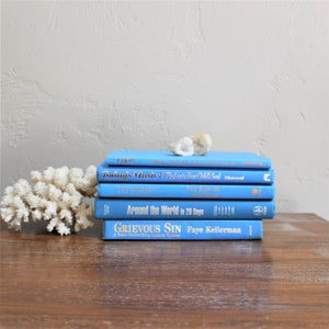 5 Sky Blue Book Set, Bright Blue Books, Cerulean Books, Bookshelf Decor ...