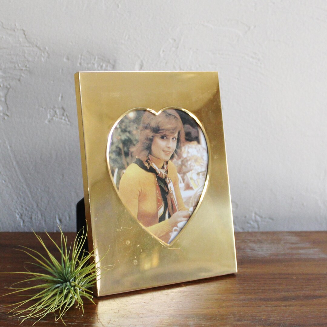 Vintage 5x7 Heart Frame, Solid Brass Frame, Photo Frame, Miniature ...