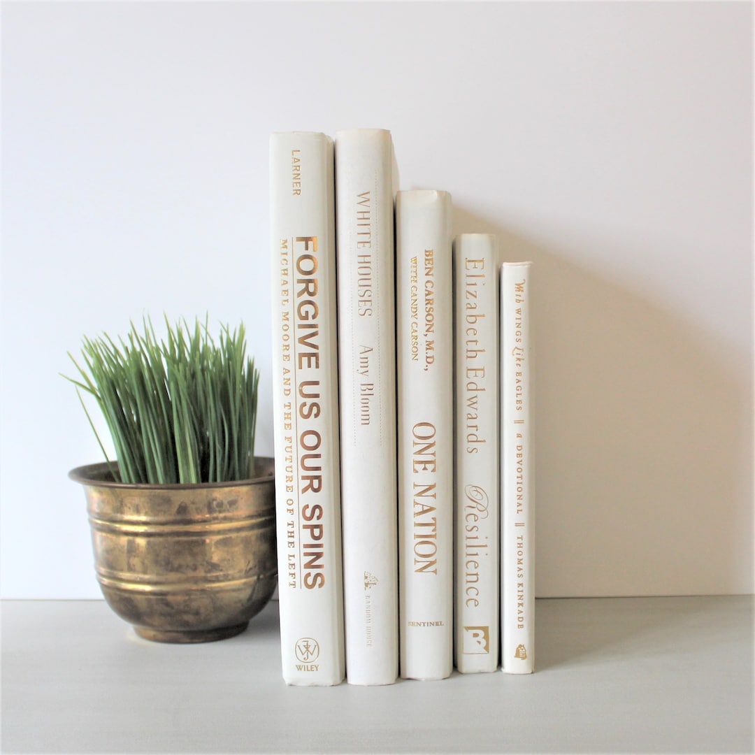 5 Ivory Book Set, off White Books, Ivory Books, Bookshelf Decor ...