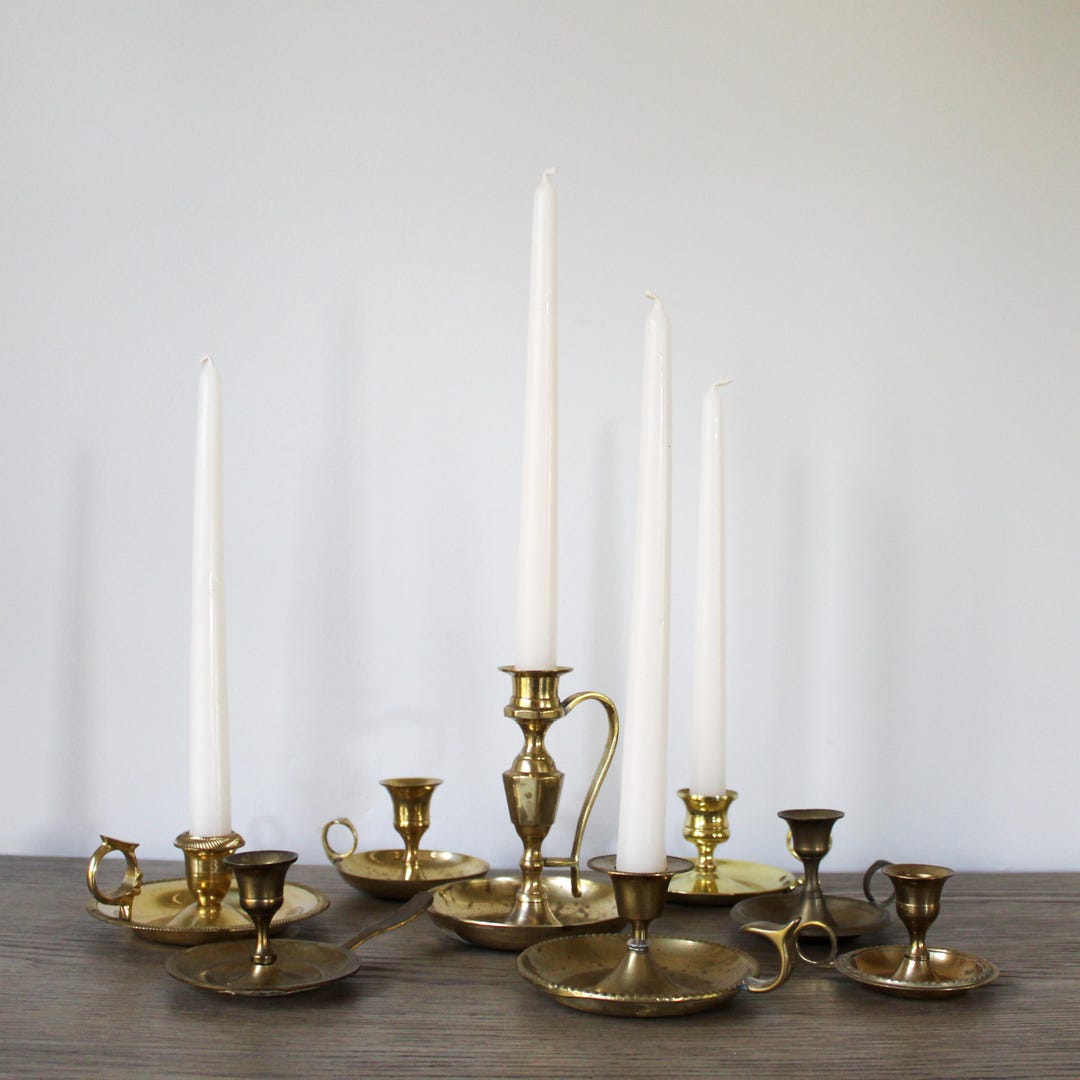 8 Brass Candlesticks Set Wedding Decor Candle Sticks Graduated Chamber ...