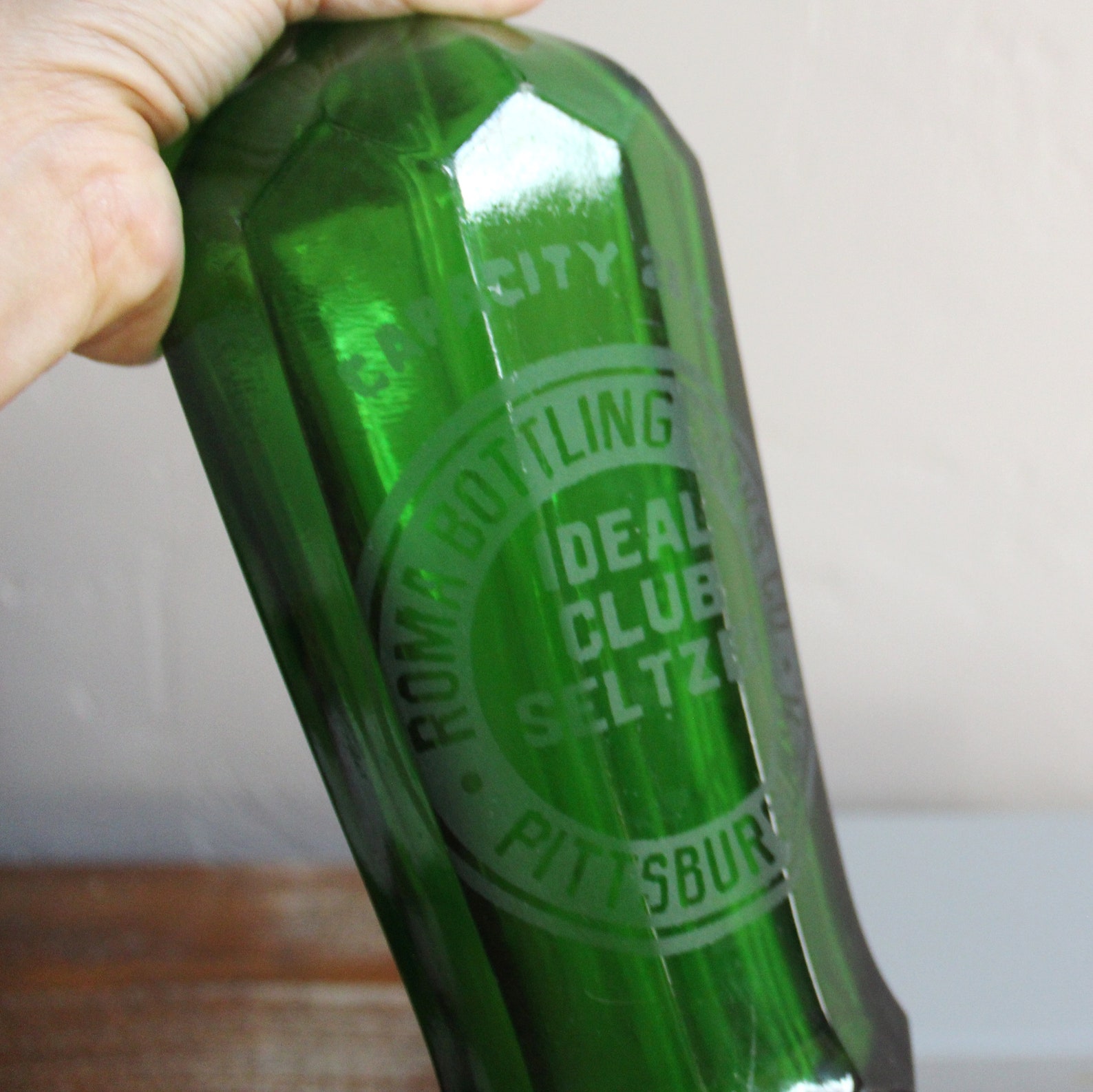 Green Seltzer Bottle, Glass Soda Bottle, Glass Siphon Bottle, Vintage ...