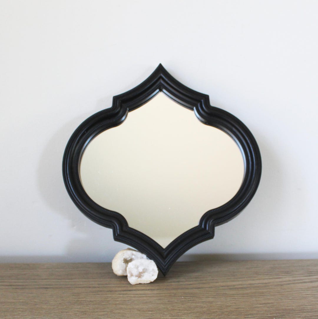 Vintage Black Mirror, Unique Mirror, Small Mirror, Little Wall Mirror ...