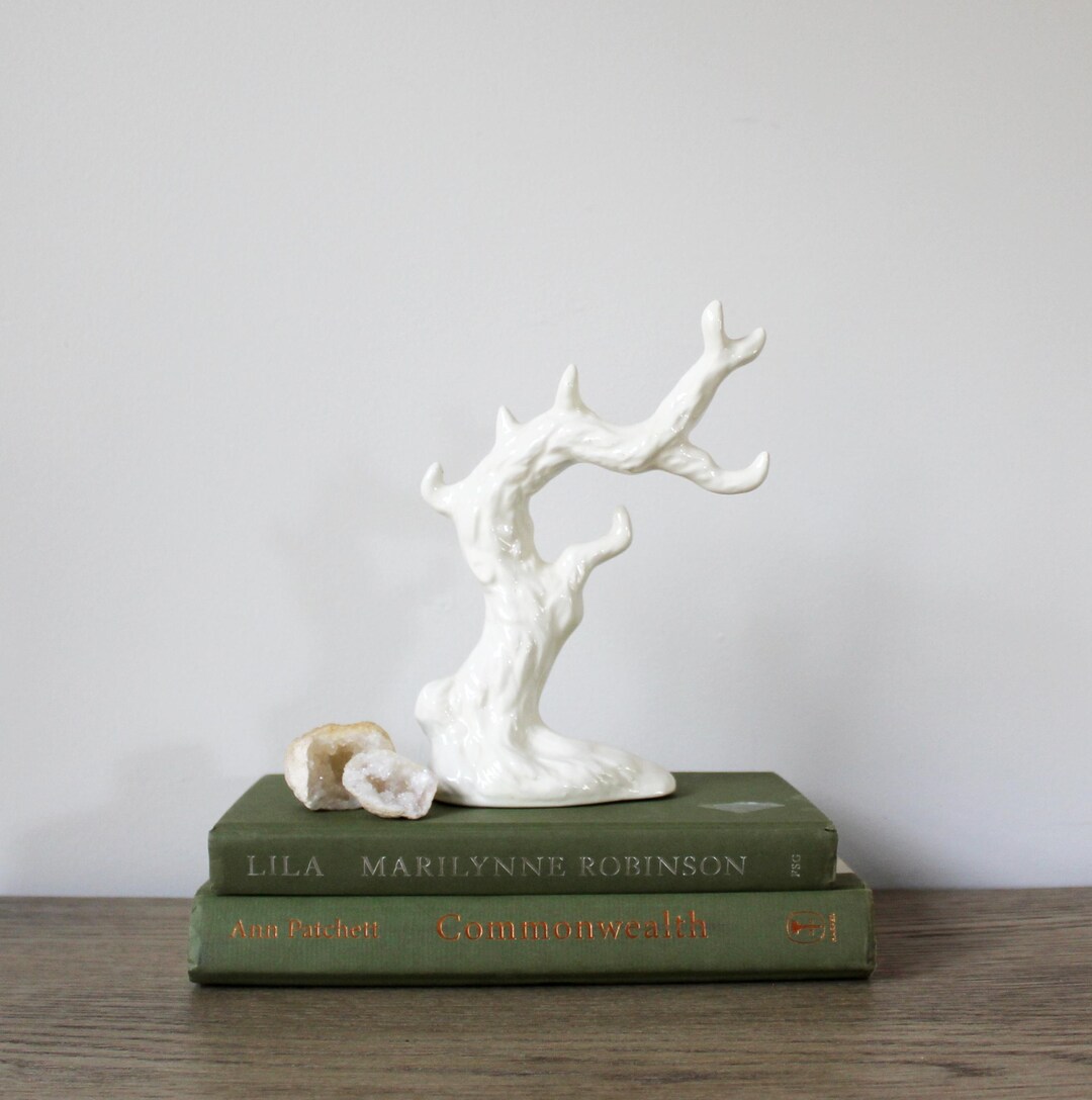 Vintage White Porcelain Branch Sculpture, White Tree Branch, Ceramic ...
