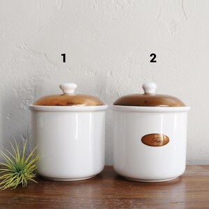 Vintage White Ceramic Canister Copper Lid, Tea Canister Farmhouse ...