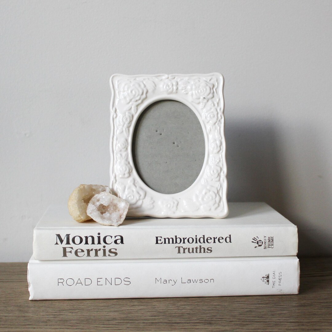 Vintage White Ceramic Frame Small Photo Frame Standing Frame Porcelain ...