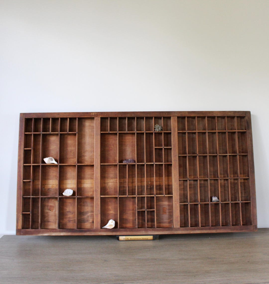Vintage Printers Tray Letterpress Shadow Box Display Shelf, Typeset ...