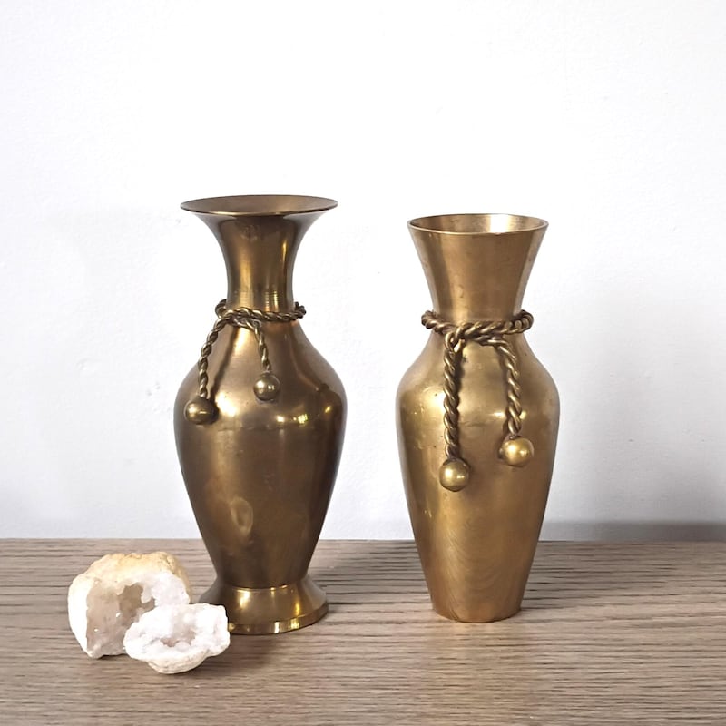 Small Vintage Brass Vases - Etsy