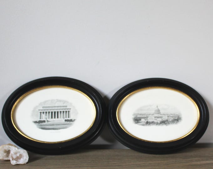 Vintage Framed Historical Print Set of 2 Black and White Art the ...