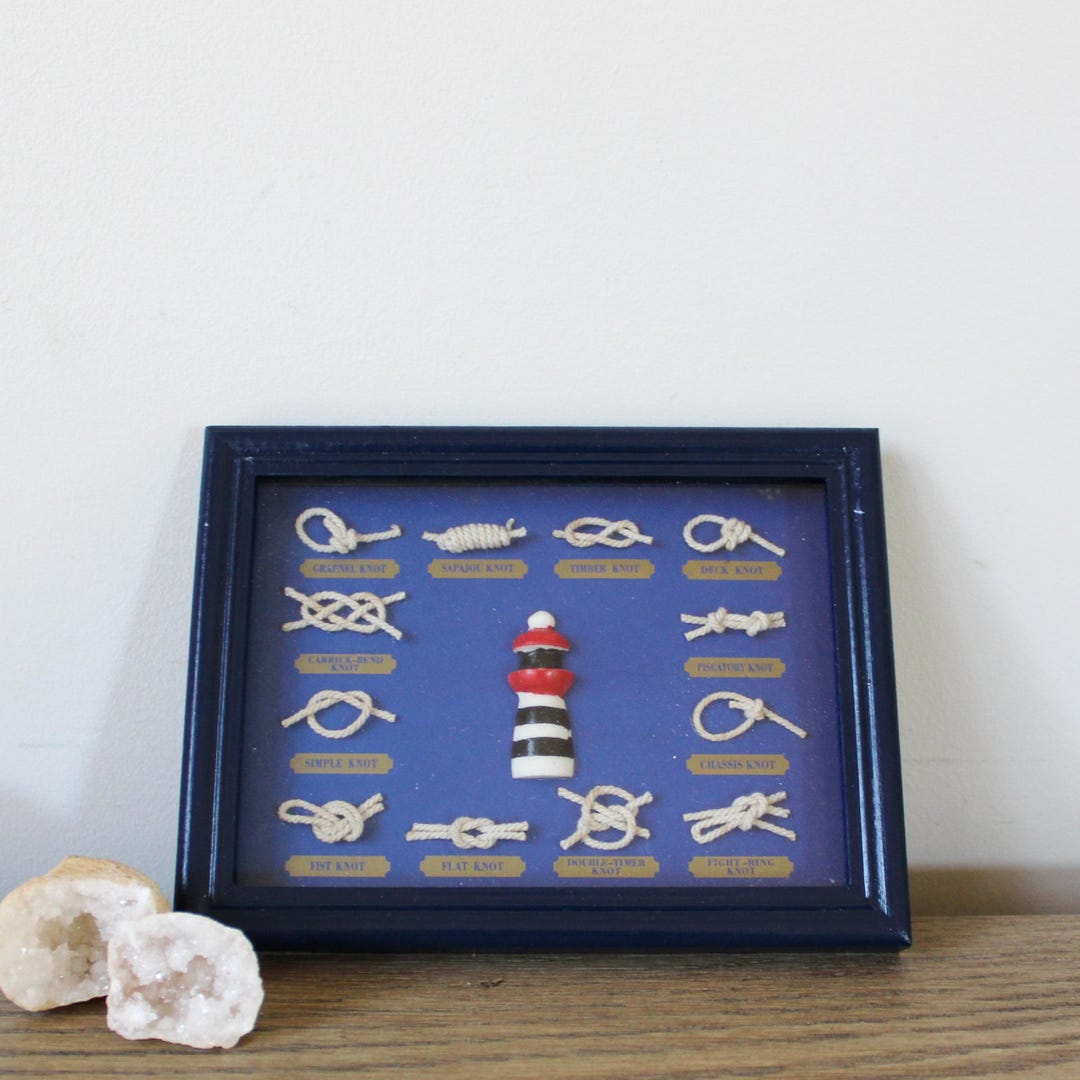 Vintage Nautical Wall Art, Rope Knot Shadow Box, Lighthouse Wall Decor ...