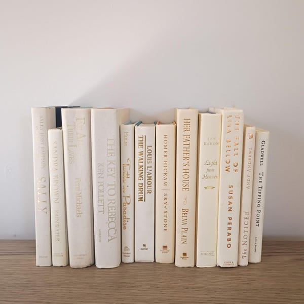 White Decorative Books - Etsy