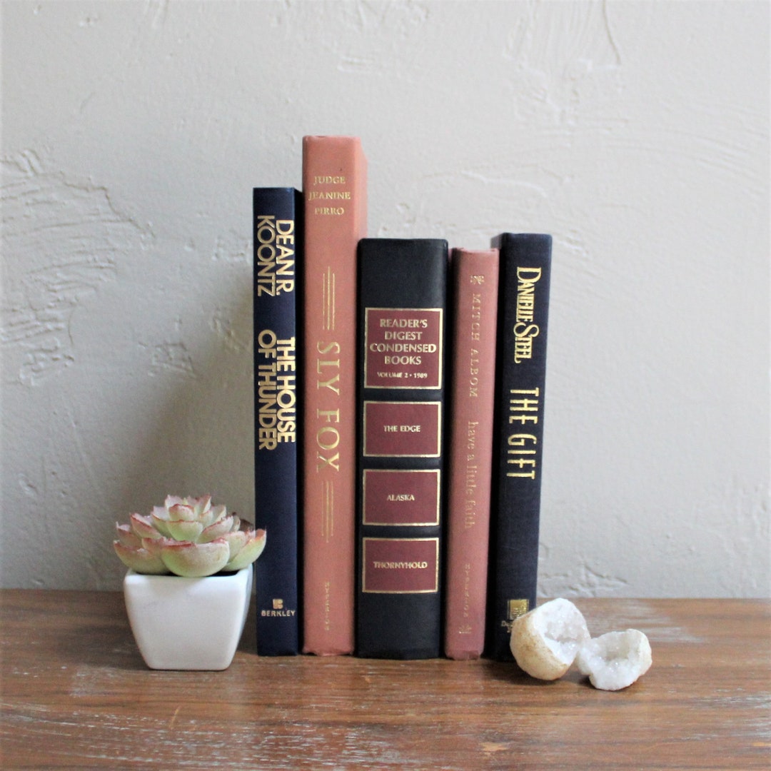 5 Navy Books, Decorative Books, Wedding Table Decor, Dark Blue Books ...
