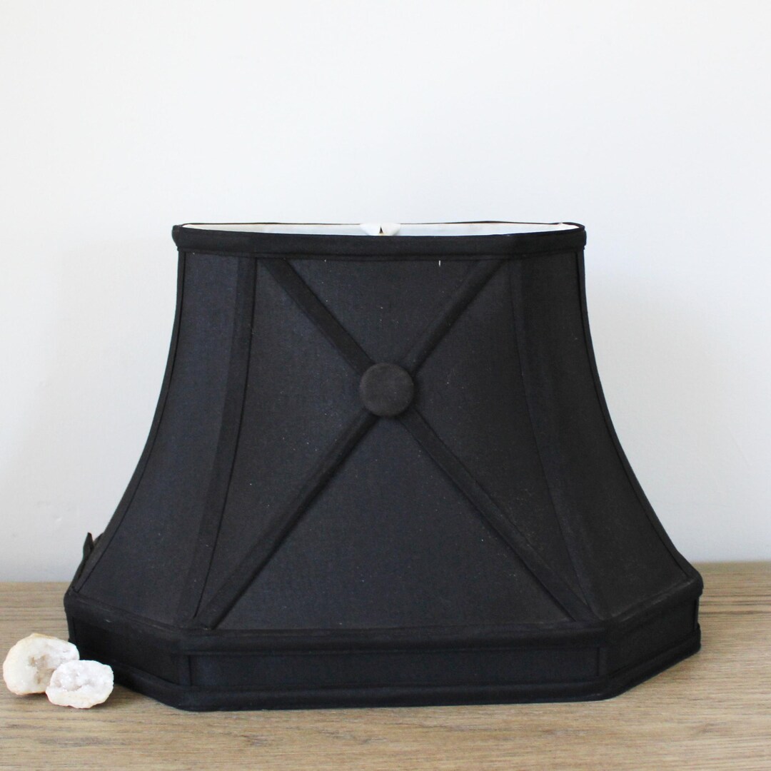 Vintage Black Lamp Shade, Black Rectangle Cut Corner Lampshade 14 ...