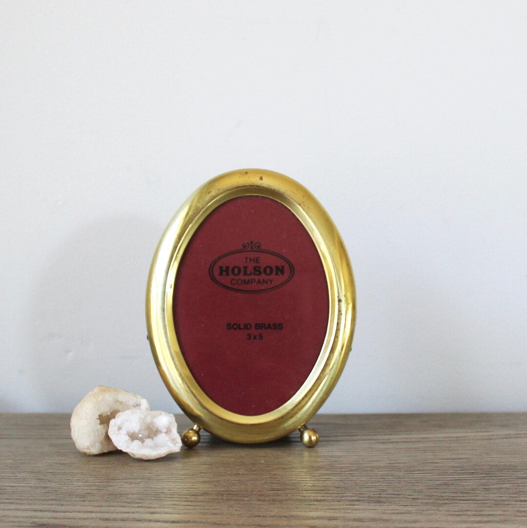 Vintage Solid Brass Frame, 3x5 Oval Frame, Brass Photo Frame, Standing ...