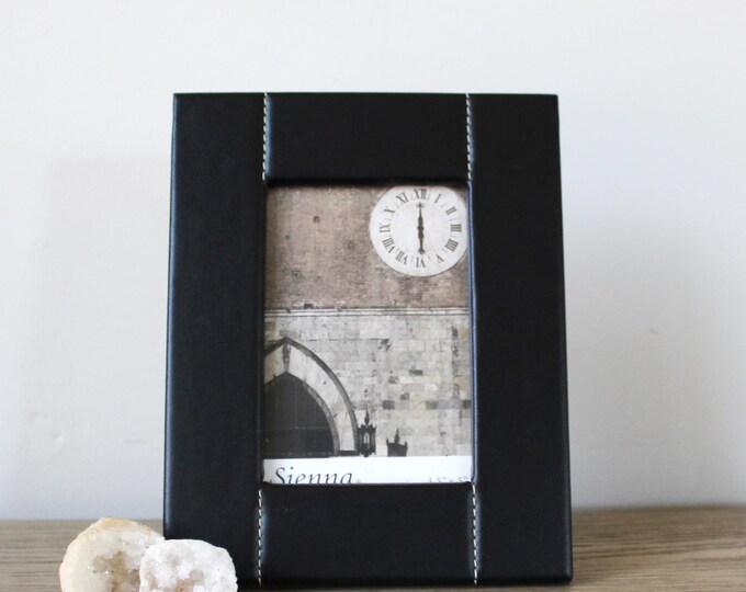 Vintage 5x7 Leather Frame, Black Photo Frame, Standing Frame, Small ...