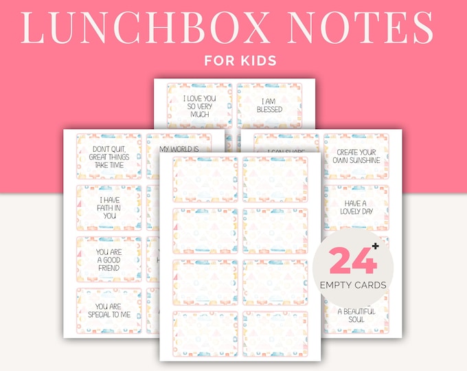 Lunch Box Notes for Kids, Lunchbox Notes Printable, Lunch Note for Kids ...
