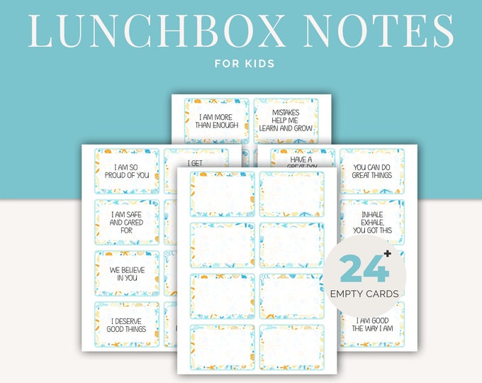 Lunch Box Notes for Kids Summer Beach Style, Lunchbox Notes Printable ...
