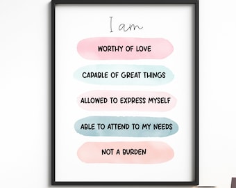 I Am Affirmations, Positive Affirmation Poster, Affirmation Print ...