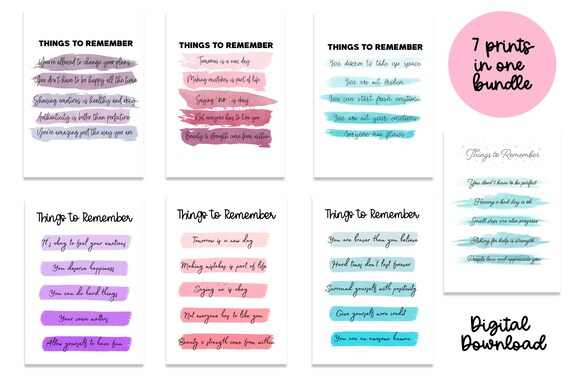 Positive Reminder Poster Wall Print. Things to Remember Wall | Etsy