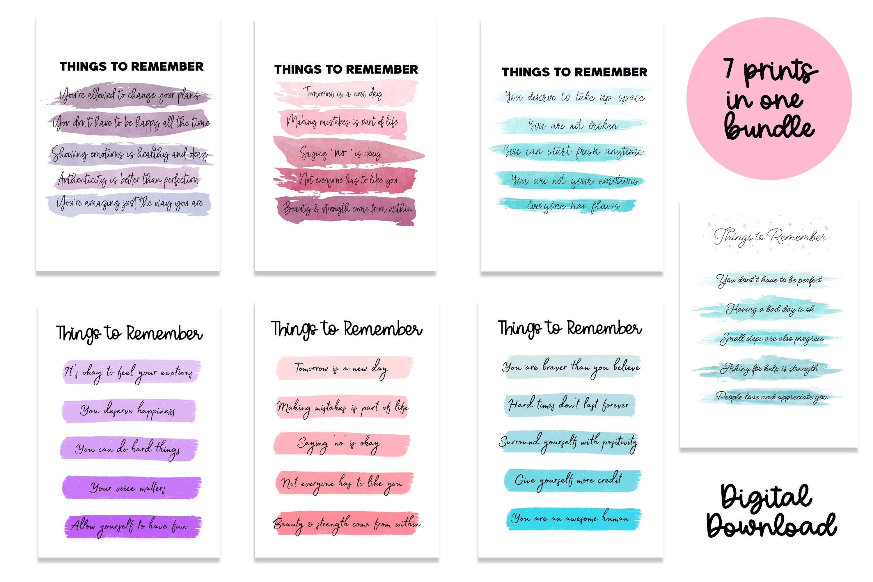 Positive Reminder Poster Wall Print. Things to Remember | Wall Decor ...