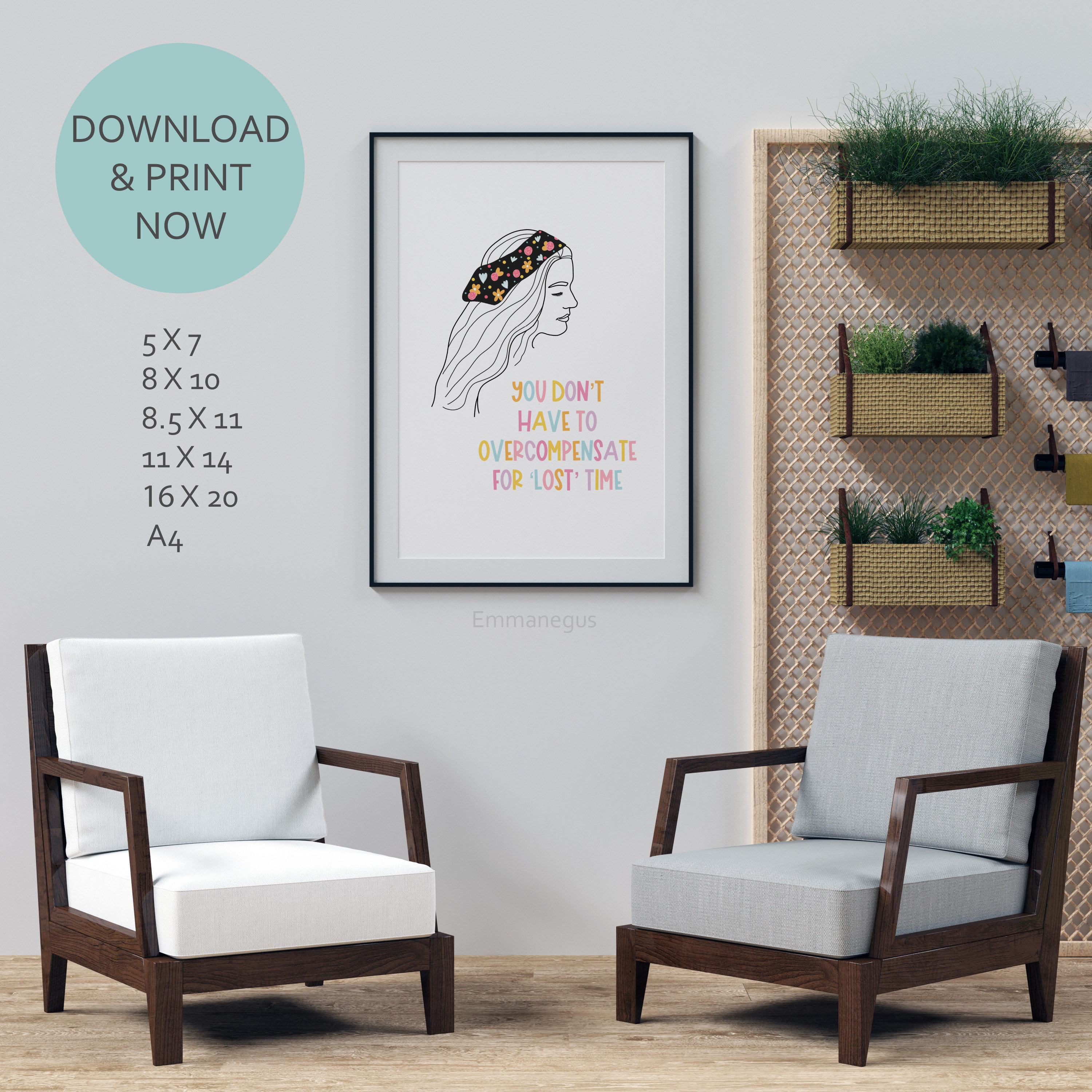 Positive Affirmations Wall Art Digital Mental Health Art for Wellness ...