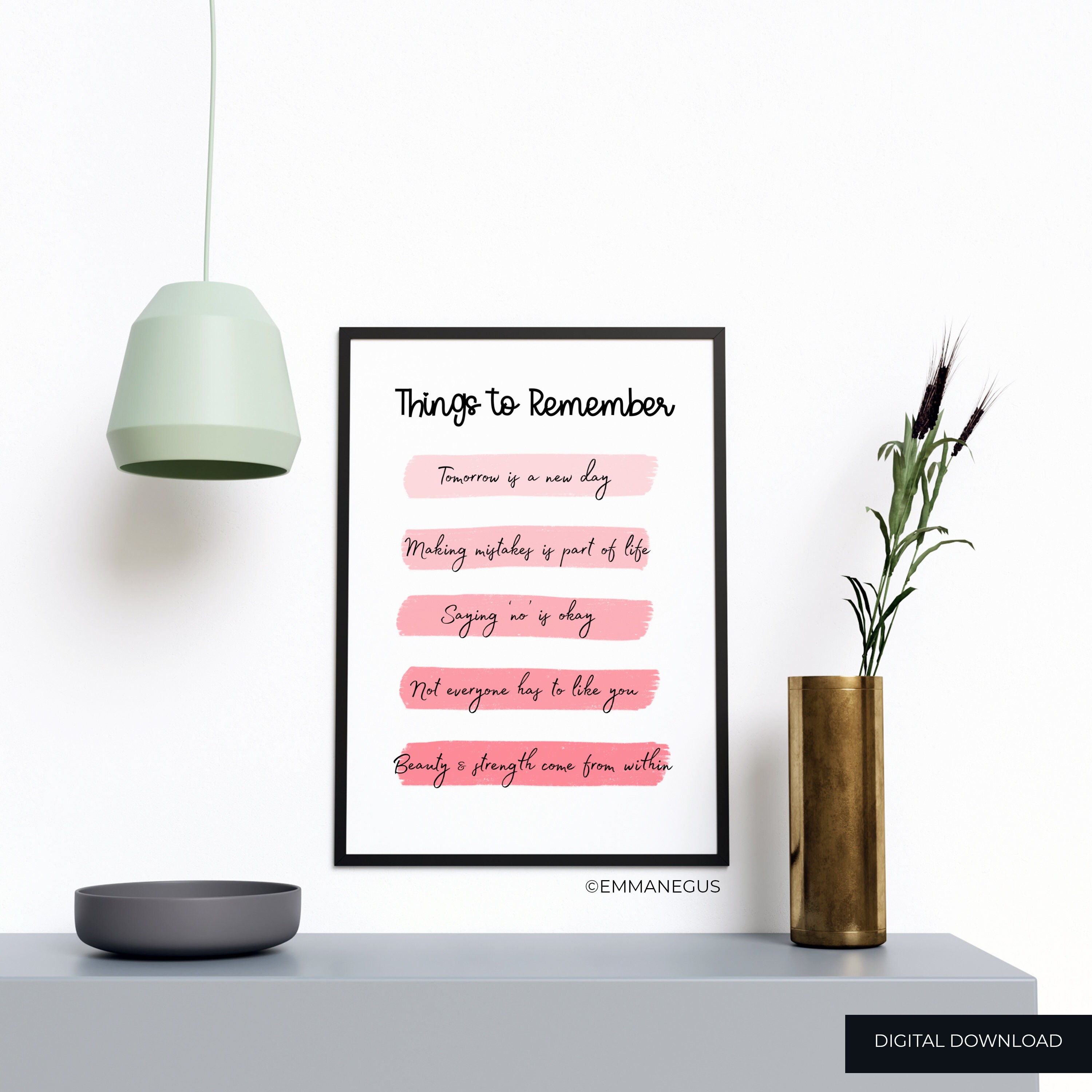 Positive Reminder Poster Wall Print. Things to Remember Wall Decor for ...
