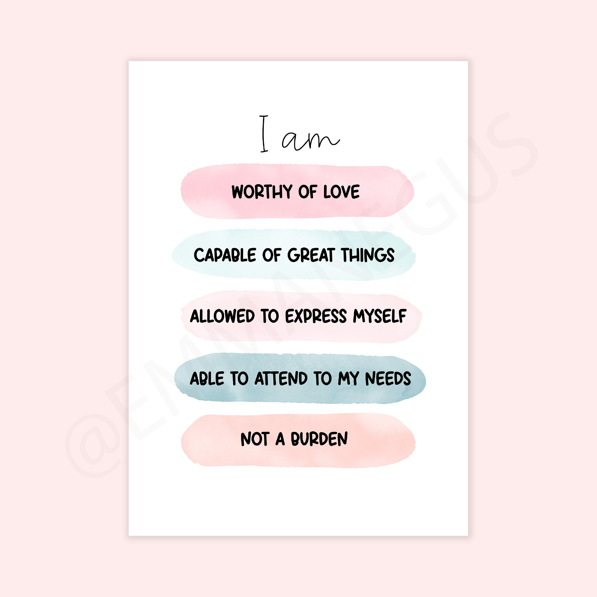 I Am Affirmations, Positive Affirmation Poster, Affirmation Print ...