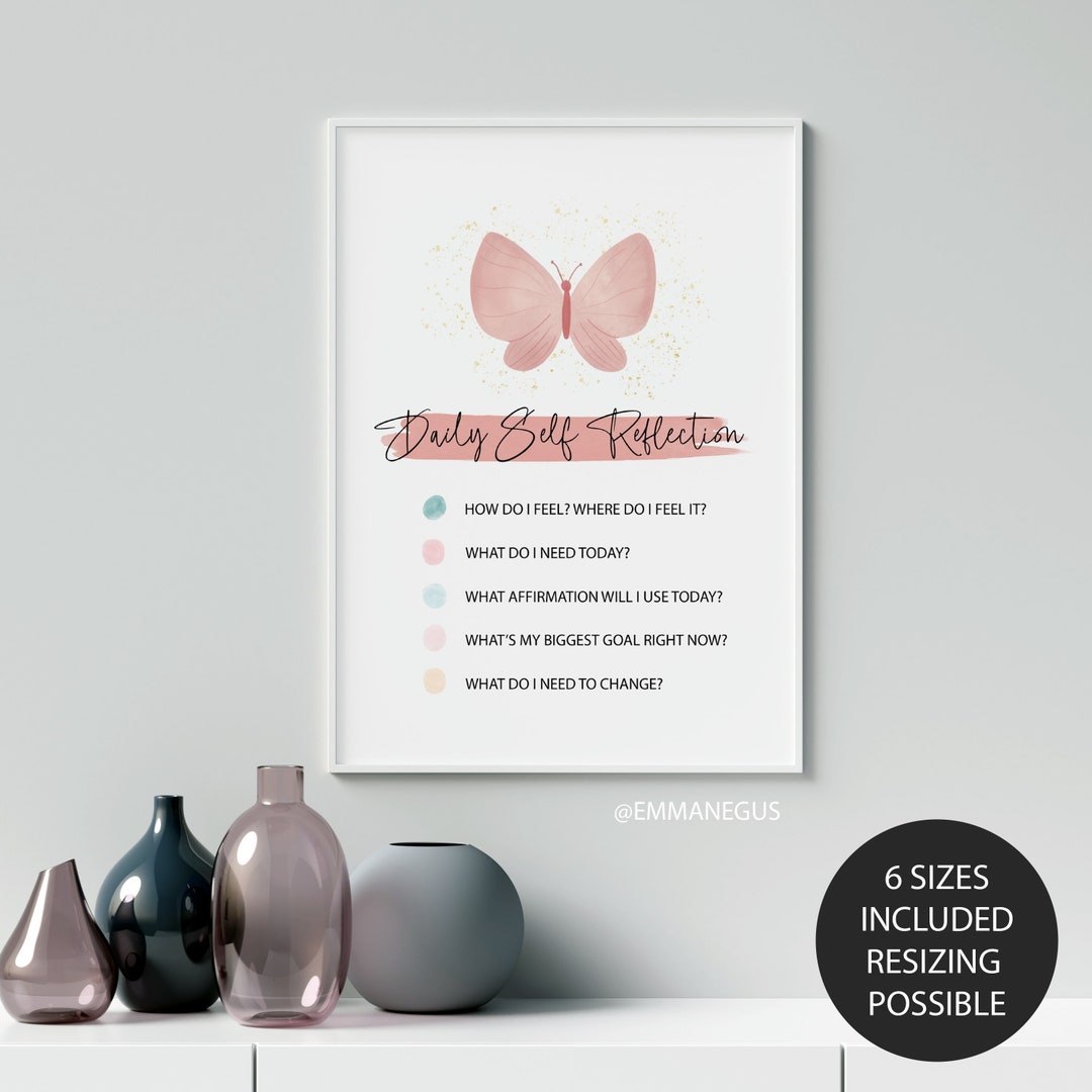 Daily Self Reflection Journal Prompts Printable, Digital Journal, Daily ...