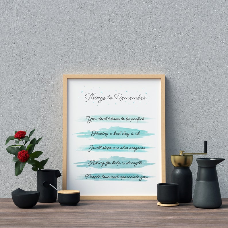 Positive Reminder Poster Wall Print. Things to Remember | Wall Decor ...
