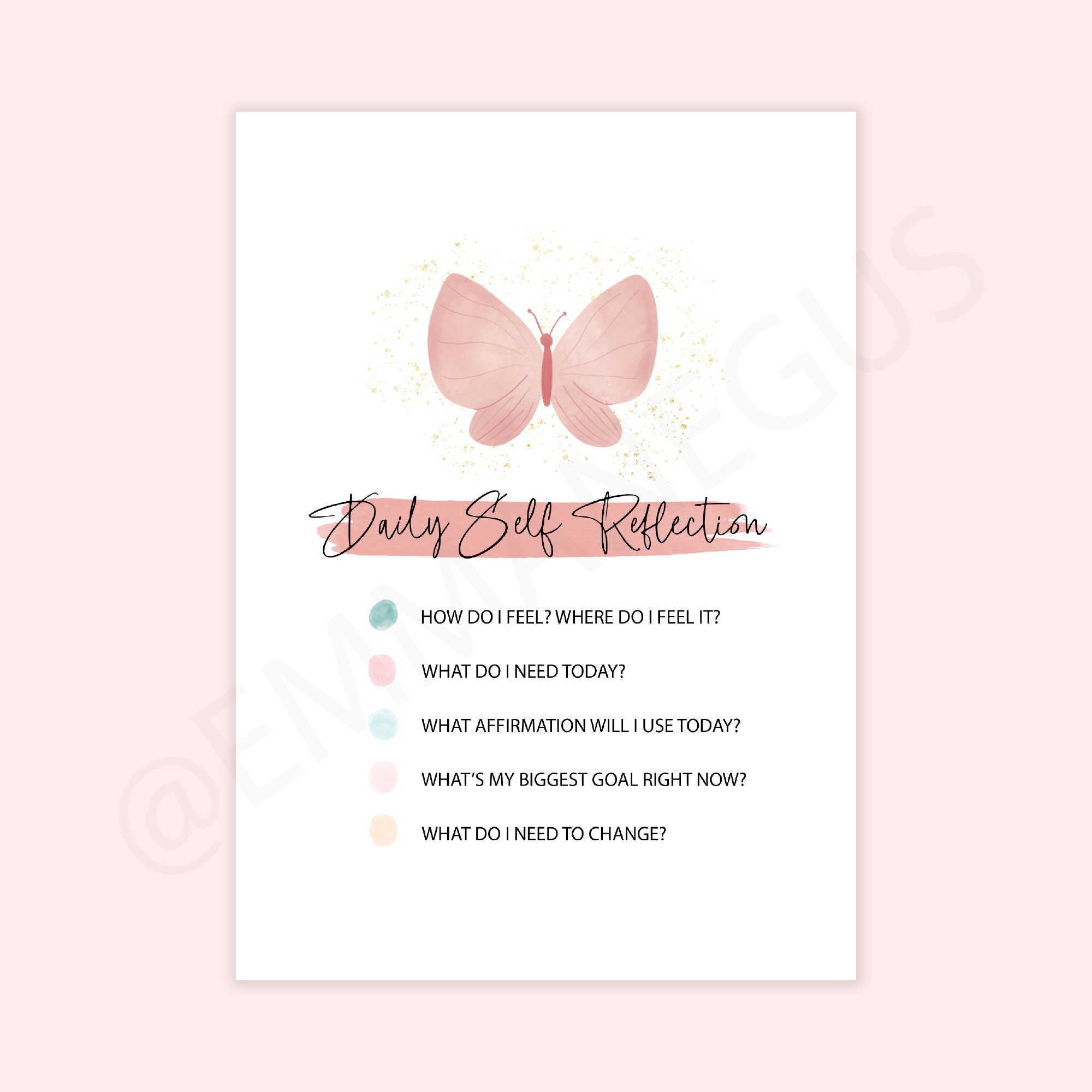 Daily Self Reflection Journal Prompts Printable, Digital Journal, Daily ...