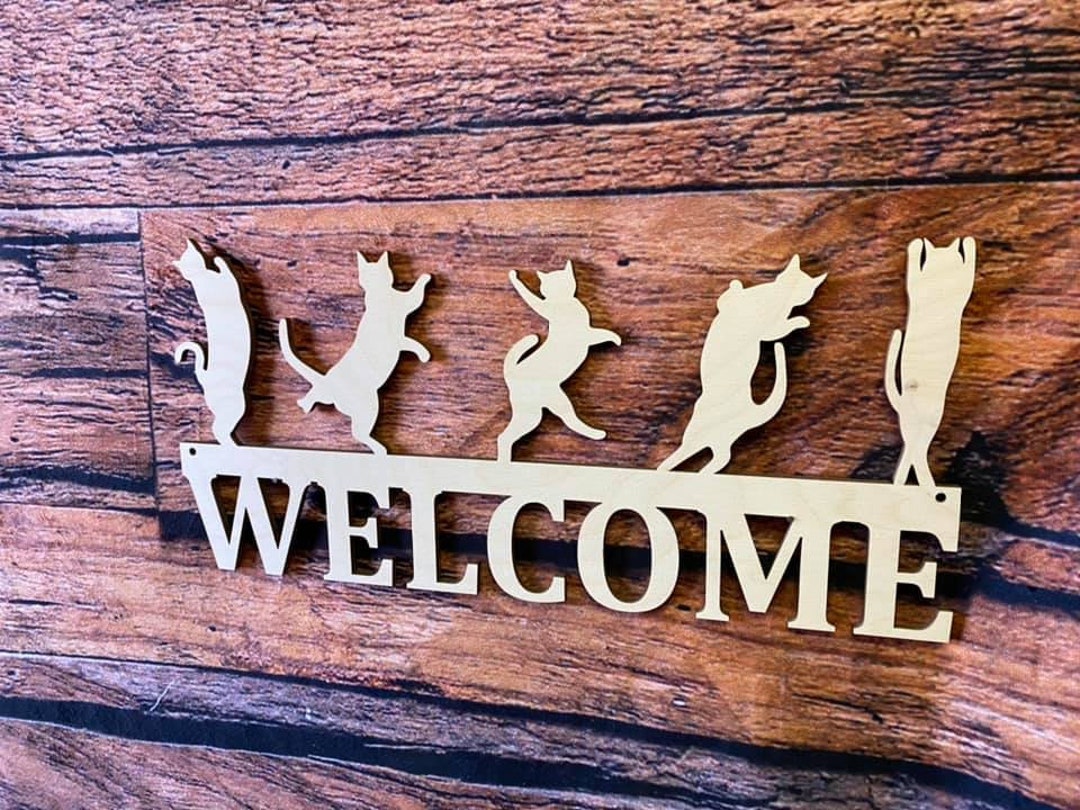 Cat Welcome Sign, Cat Sign, Dancing Cat Sign, Dancing Cat Welcome, Cat ...