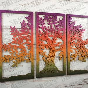 Tree of Life, Wooden Triptych, Multi Color Tree of Life, Multi Color ...