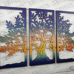 Tree of Life, Wooden Triptych, Multi Color Tree of Life, Multi Color ...