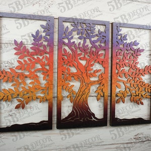Tree of Life, Wooden Triptych, Multi Color Tree of Life, Multi Color ...