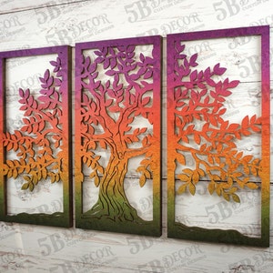 Tree of Life, Wooden Triptych, Multi Color Tree of Life, Multi Color ...