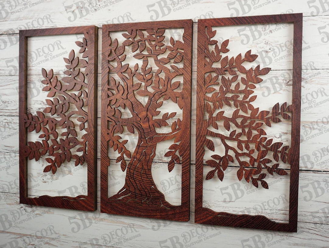 Tree of Life, Wooden Triptych, Multi Color Tree of Life, Multi Color ...