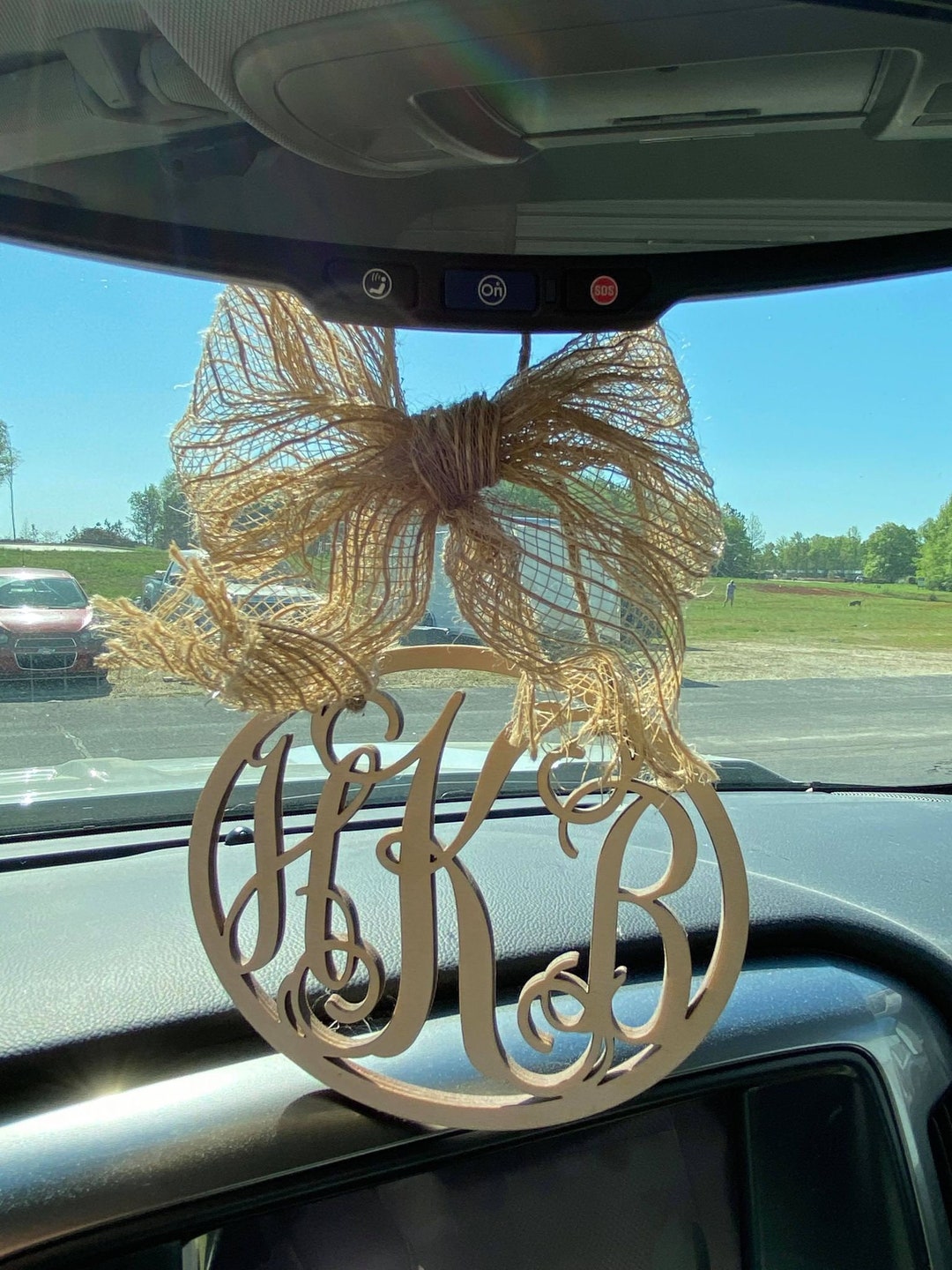 3-letter Monogram, Oval Car Monogram, Rearview Mirror Monogram, Wooden ...