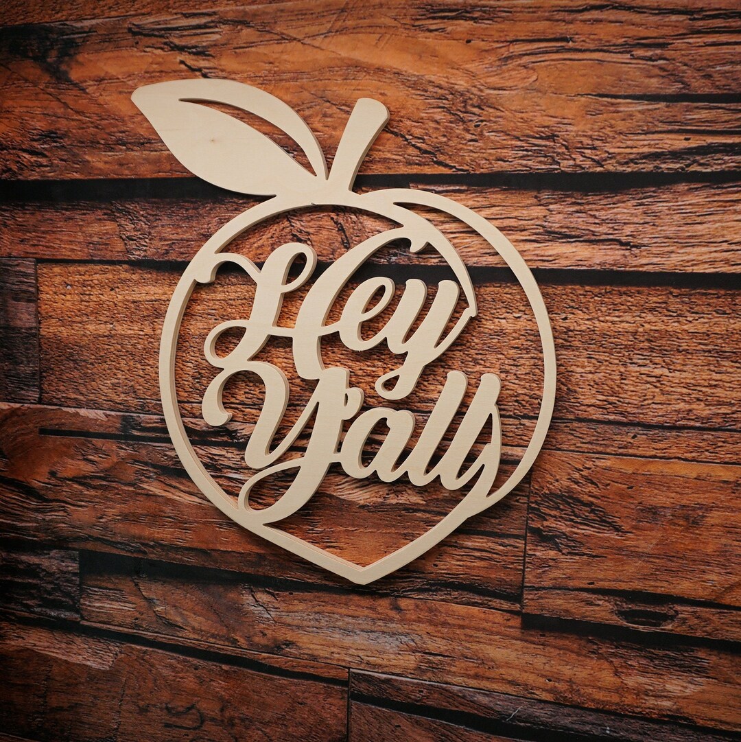 Peach Hey Y'all, Wood Monogram, Peach Welcome Sign, Peach Wreath ...