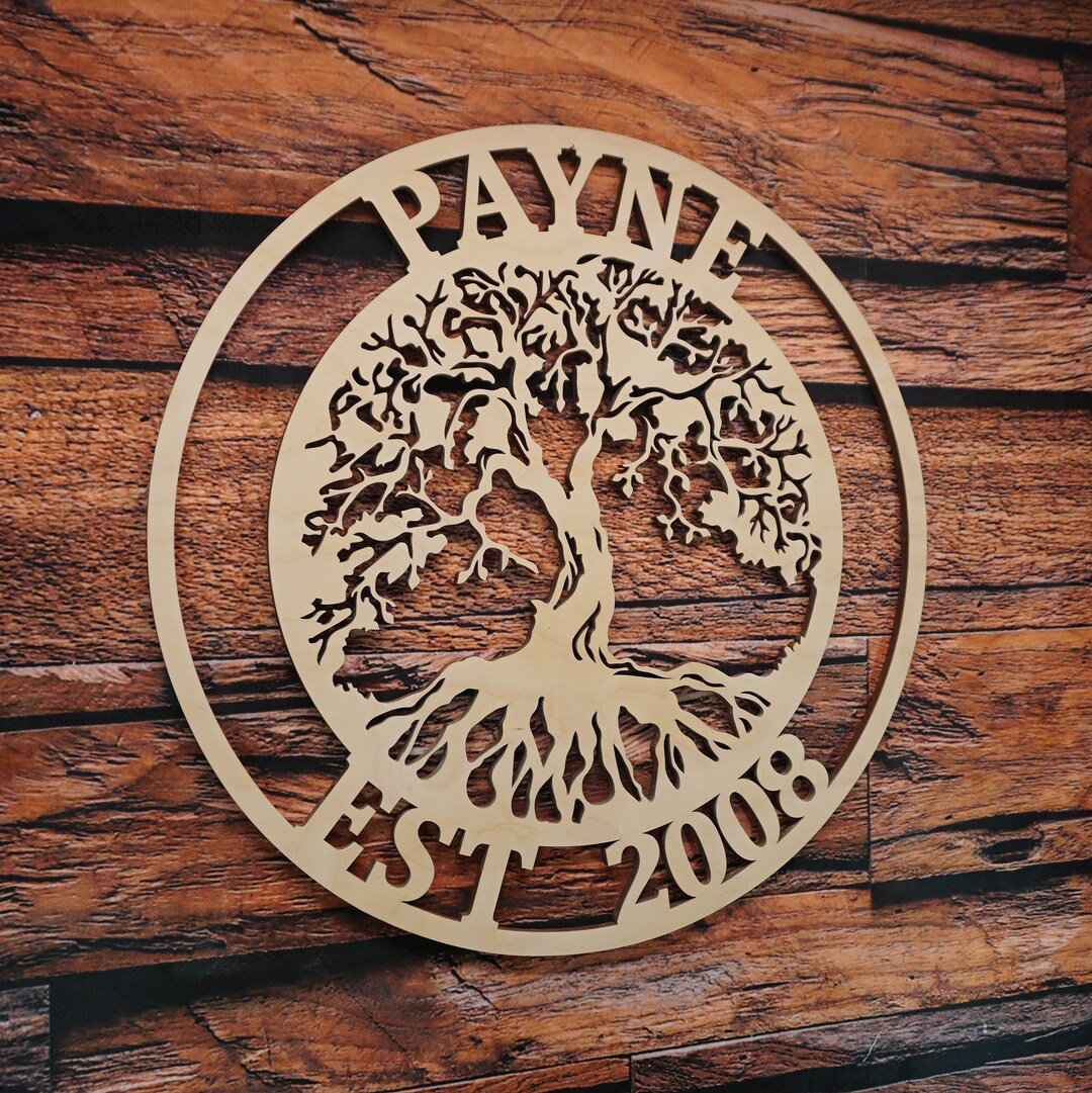 Tree of Life With Name and Date, Wood Monogram, Monogram, Tree of Life ...