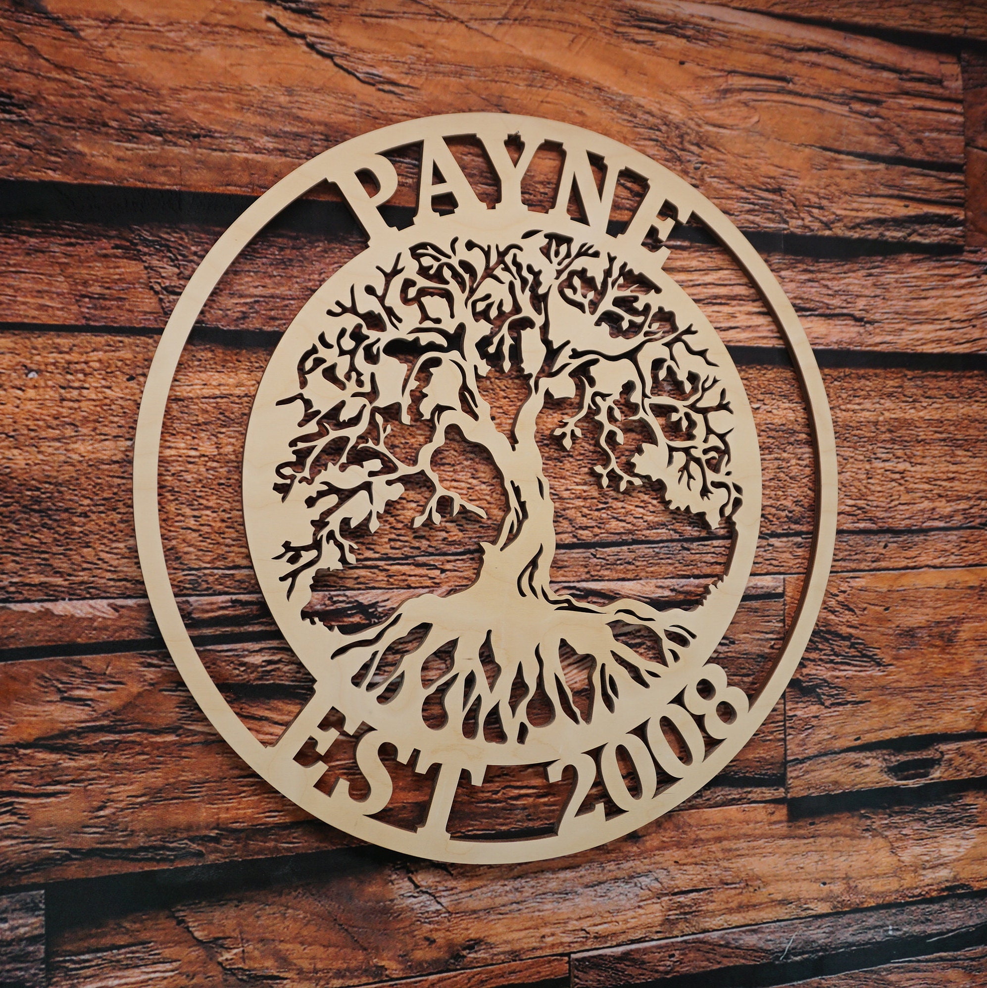 Tree of Life with Name and Date Wood Monogram Monogram Tree | Etsy